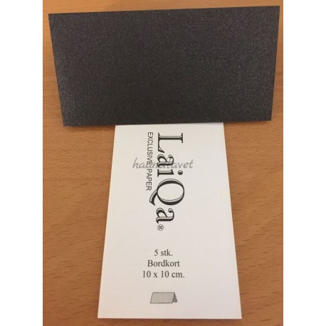 Sort metallic bordkort 10 x 10 cm, 5 stk, 120g